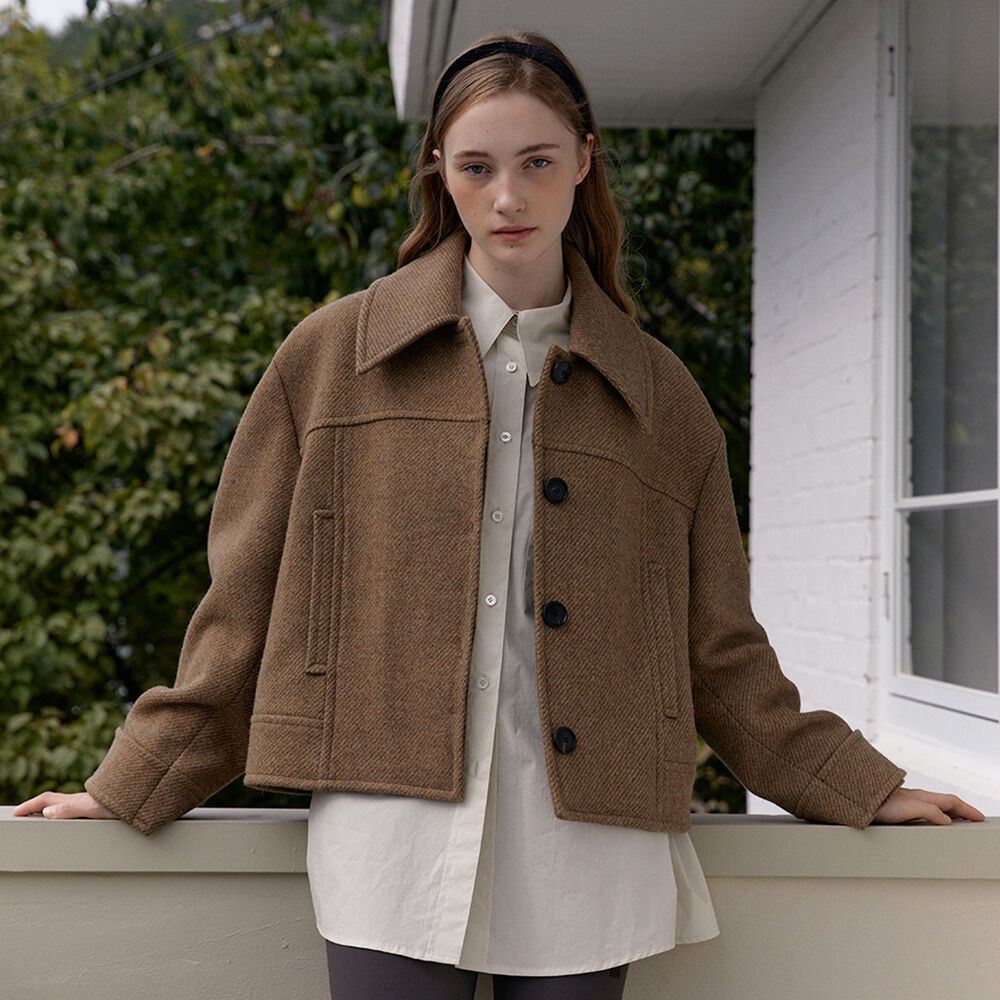 매넌 ELLIE 2oz padded single blouson coat_Beige - 위시버킷