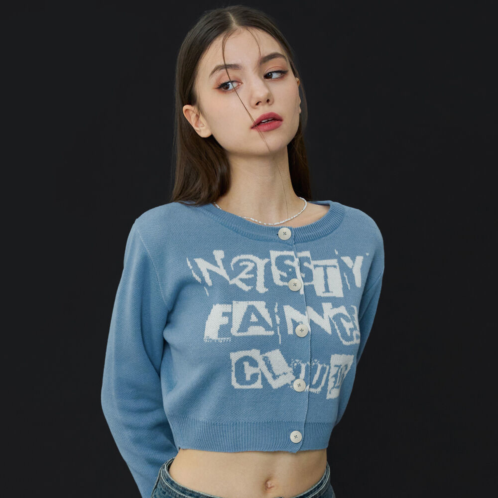 네스티팬시클럽 [NF] FANCY STAMP CROP CARDIGAN (BLUE)_F23QB465 - 위시버킷