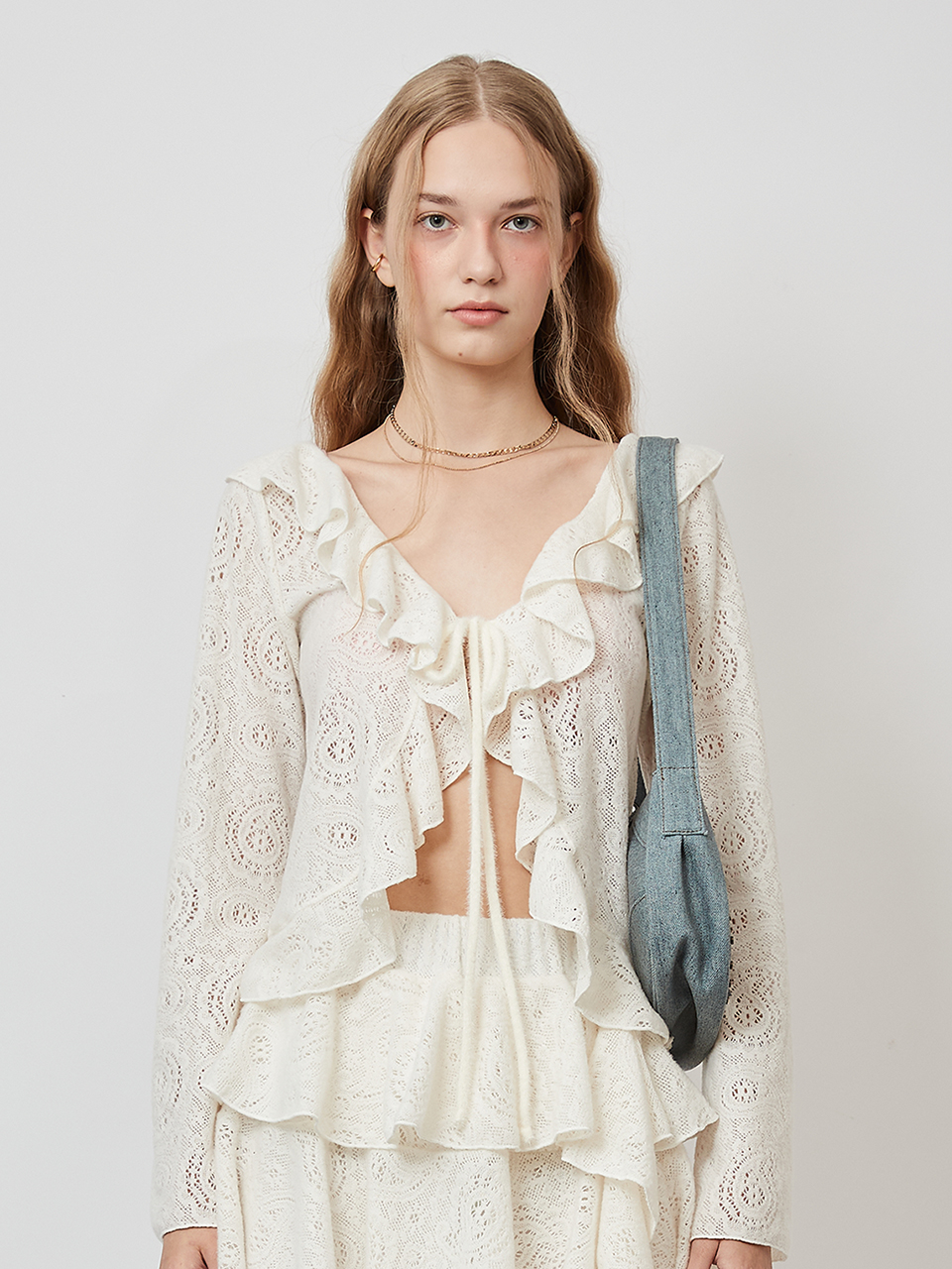 크랭크 FRILL STRING CARDIGAN_IVORY - 위시버킷