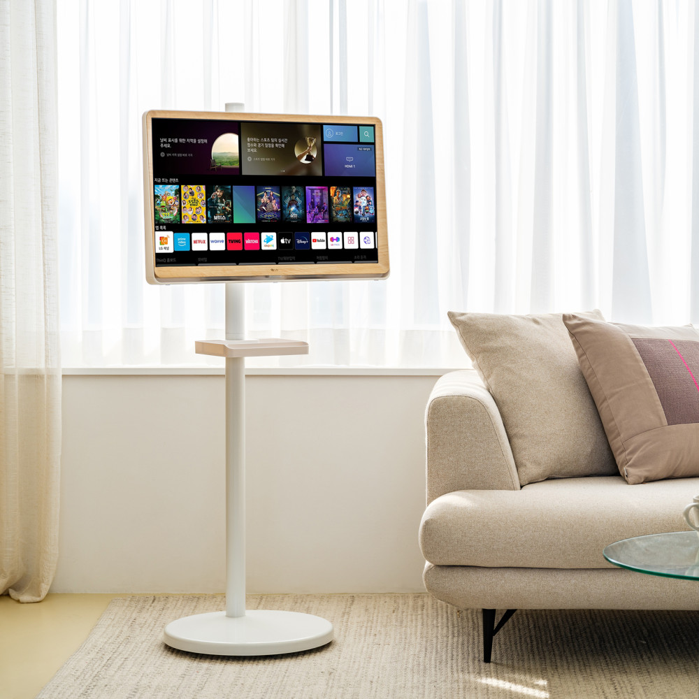 엘지 [N2][LG 27TQ600SY 27인치 2세대 룸앤TV + 이동식스탠드] 스마트TV 소형 캠핑용 휴대용 우드디자인 FHD ...