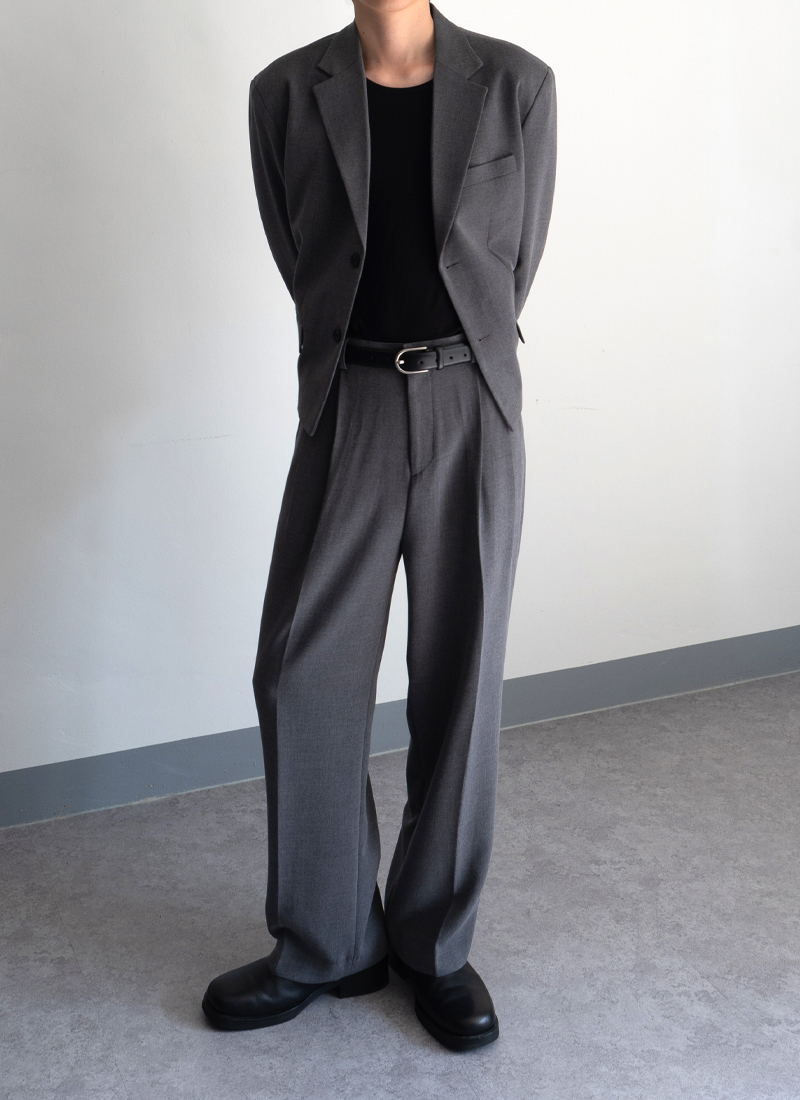 도오 youth wide two tuck set-up slacks (2color) - 위시버킷