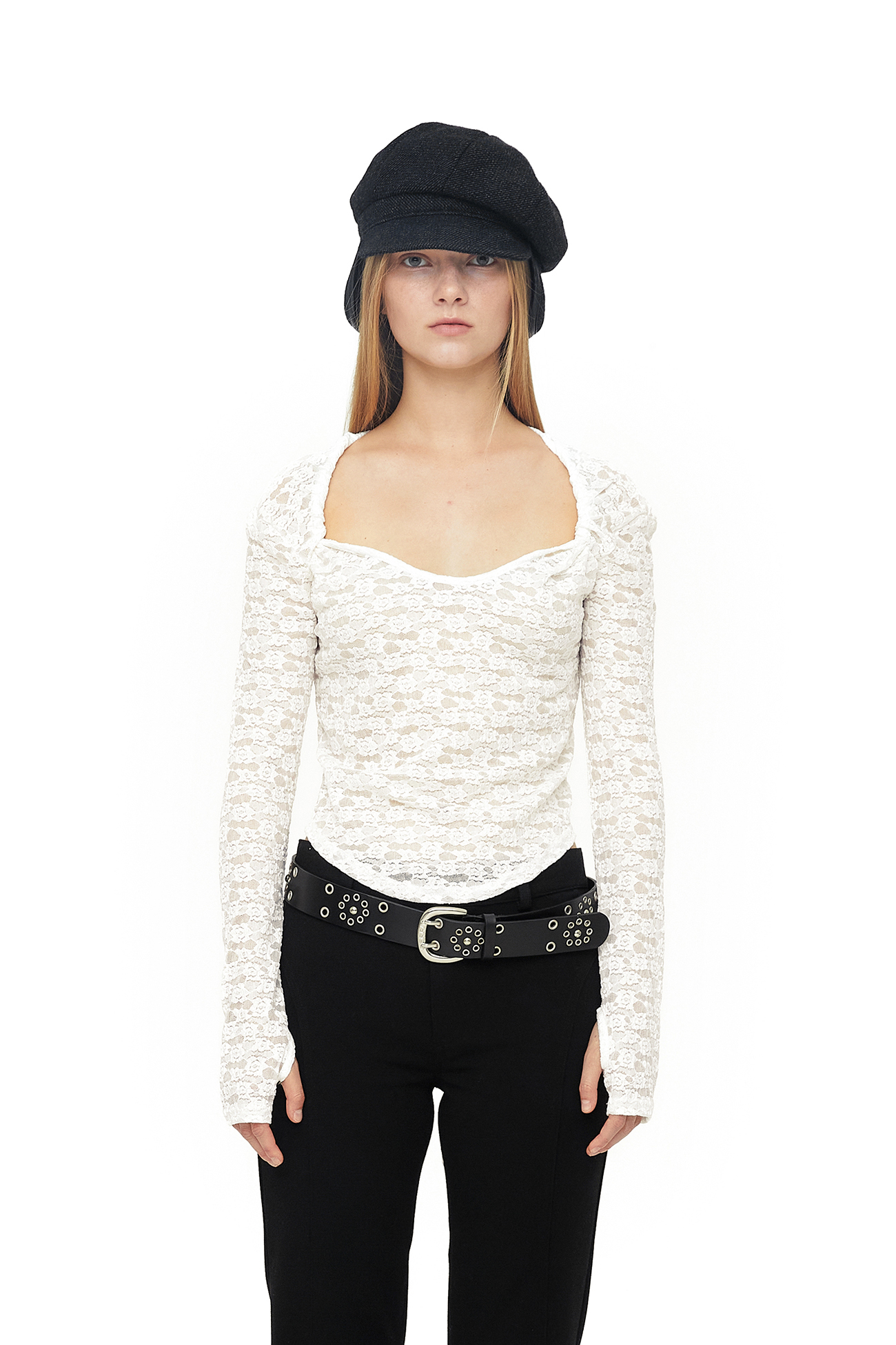 세릭 LACE SHOULDER SHIRRING TOP / IVORY - 위시버킷