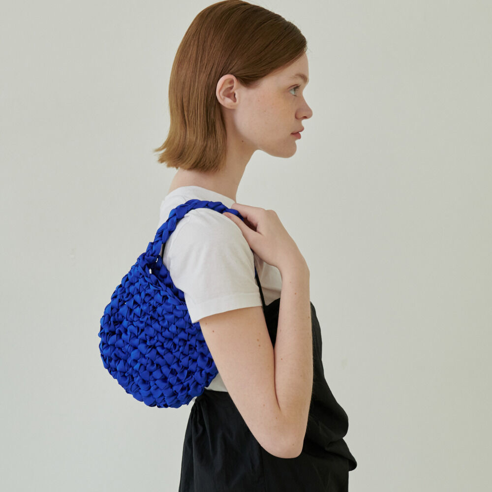 아코크 Ribbed Round Net Basket Bag_Blue - 위시버킷