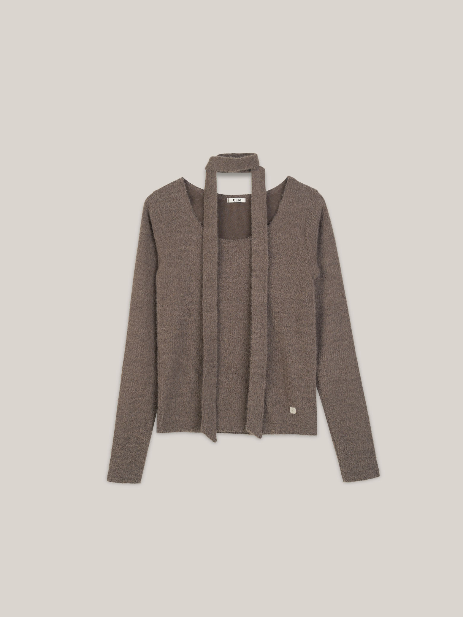 아우로 FLUFFY MUFFLER TOP [ BROWN ] - 위시버킷
