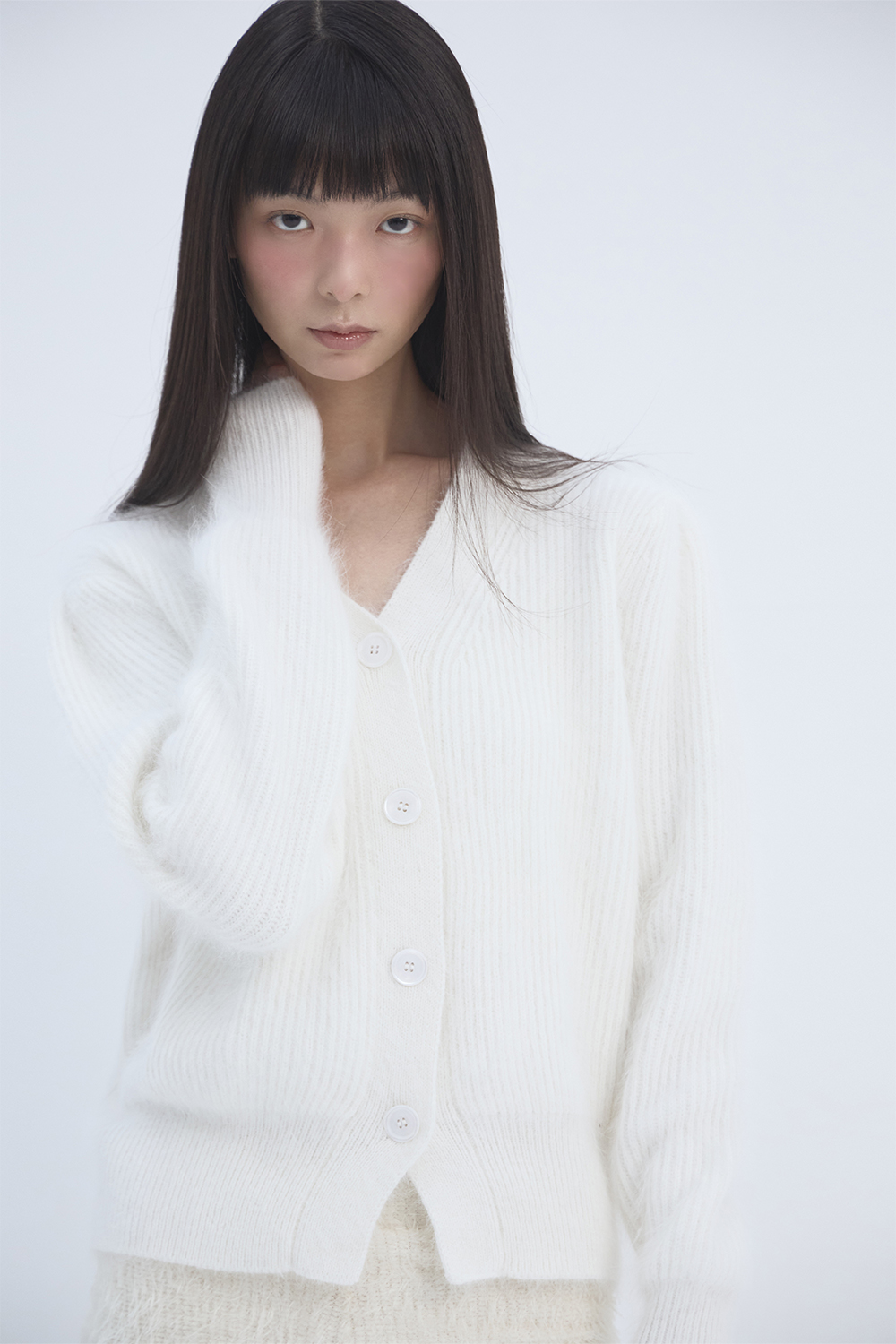 더티스 ANGORA LACCON MIX CARDIGAN_TT3W313IV - 위시버킷