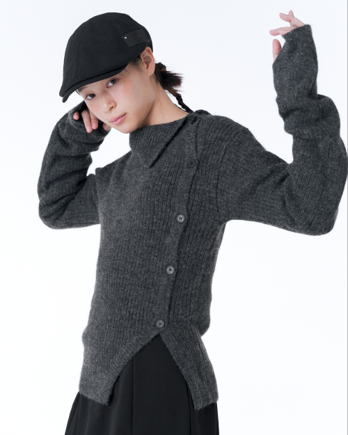 미세키서울 Side button knit CHARCOAL - 위시버킷