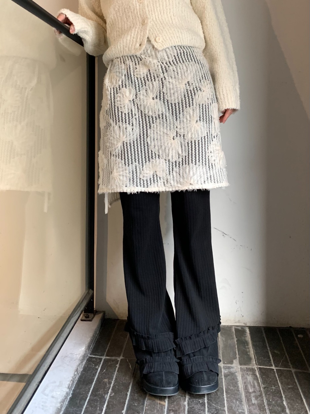 프릴리 FLILY DI. Ribbed Frill Pants - 위시버킷