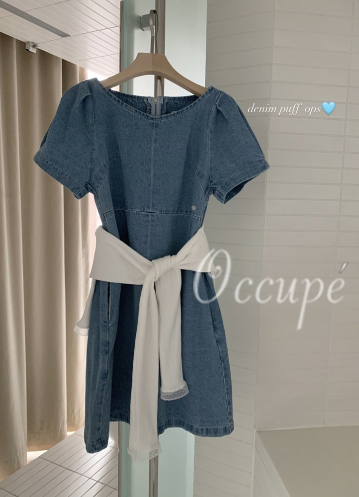 멜라운지 멜라운지 퍼프 데님 원피스 (2col) mellounge - 위시버킷