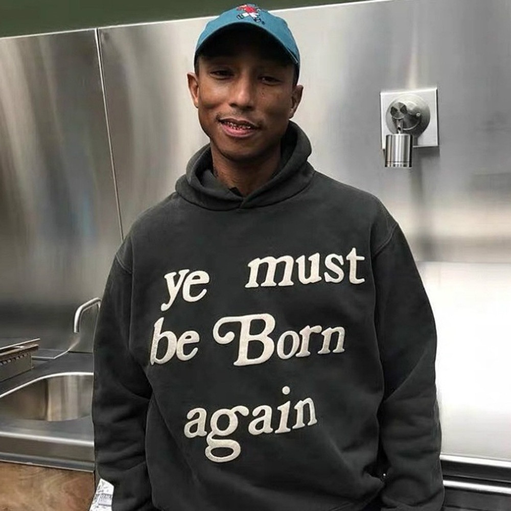 ECNE Ye must be born again 프린트 후드 후드티 티셔츠 힙합 빈티지 래퍼 음악 : ECNE - 위시버킷