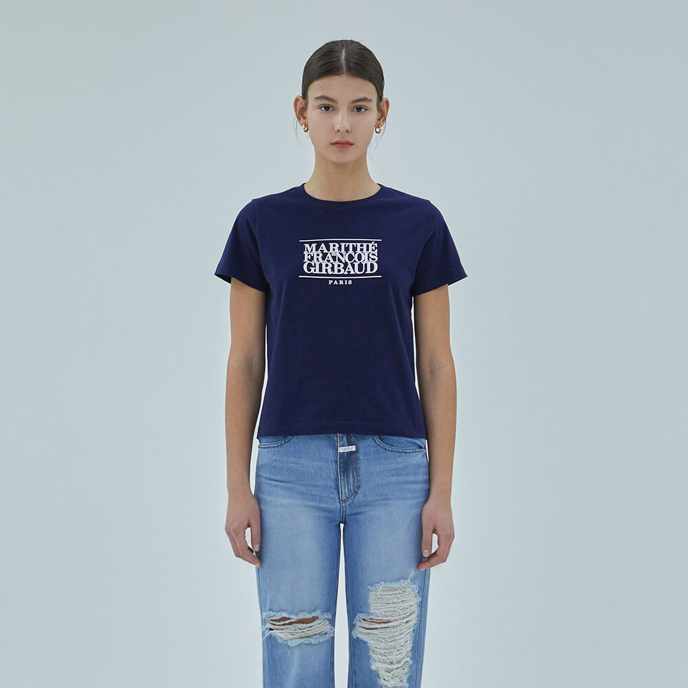 마리떼 W CLASSIC LOGO TEE navy - 위시버킷