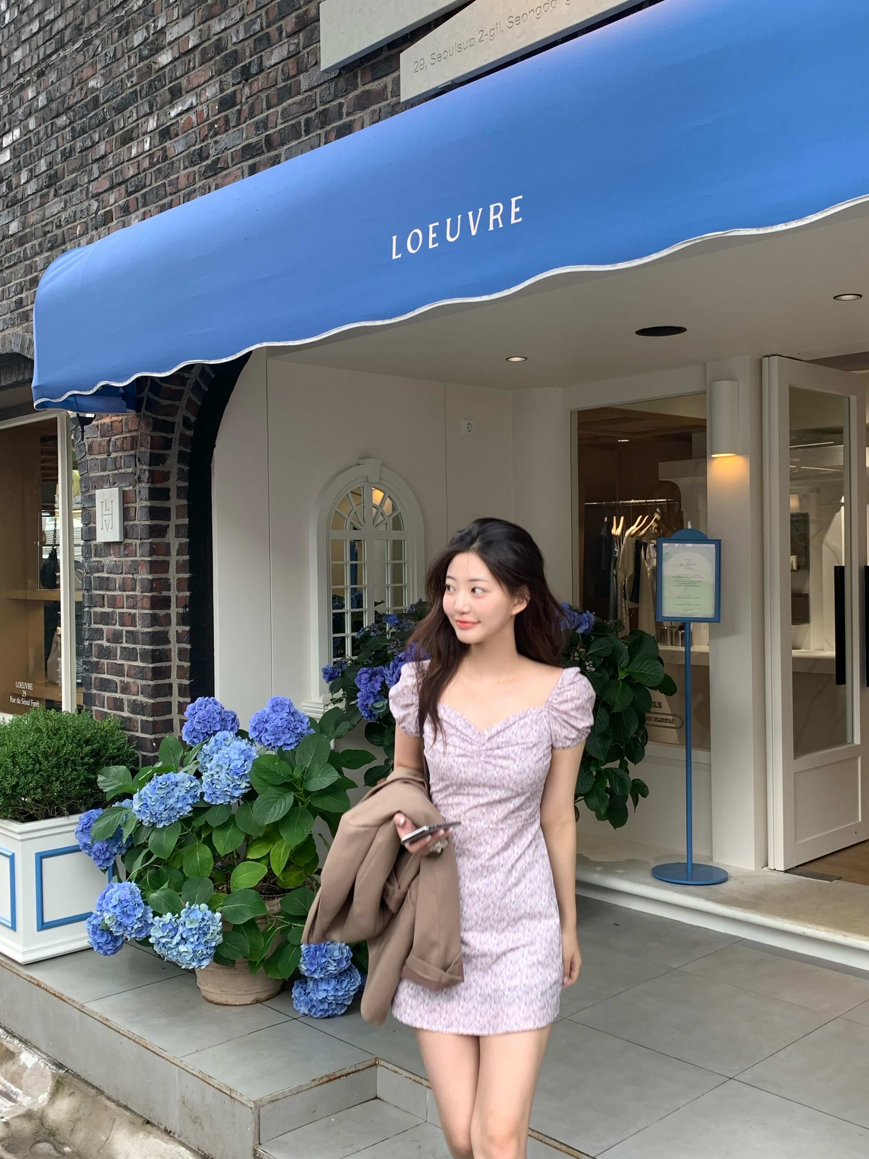 제니오 heart pansy mini dress - light purple - 위시버킷