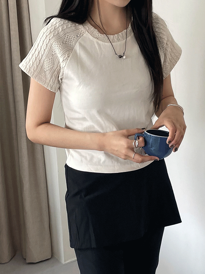 벤어웨이 (2col) 소브 나그랑 니트 반팔티 - 위시버킷