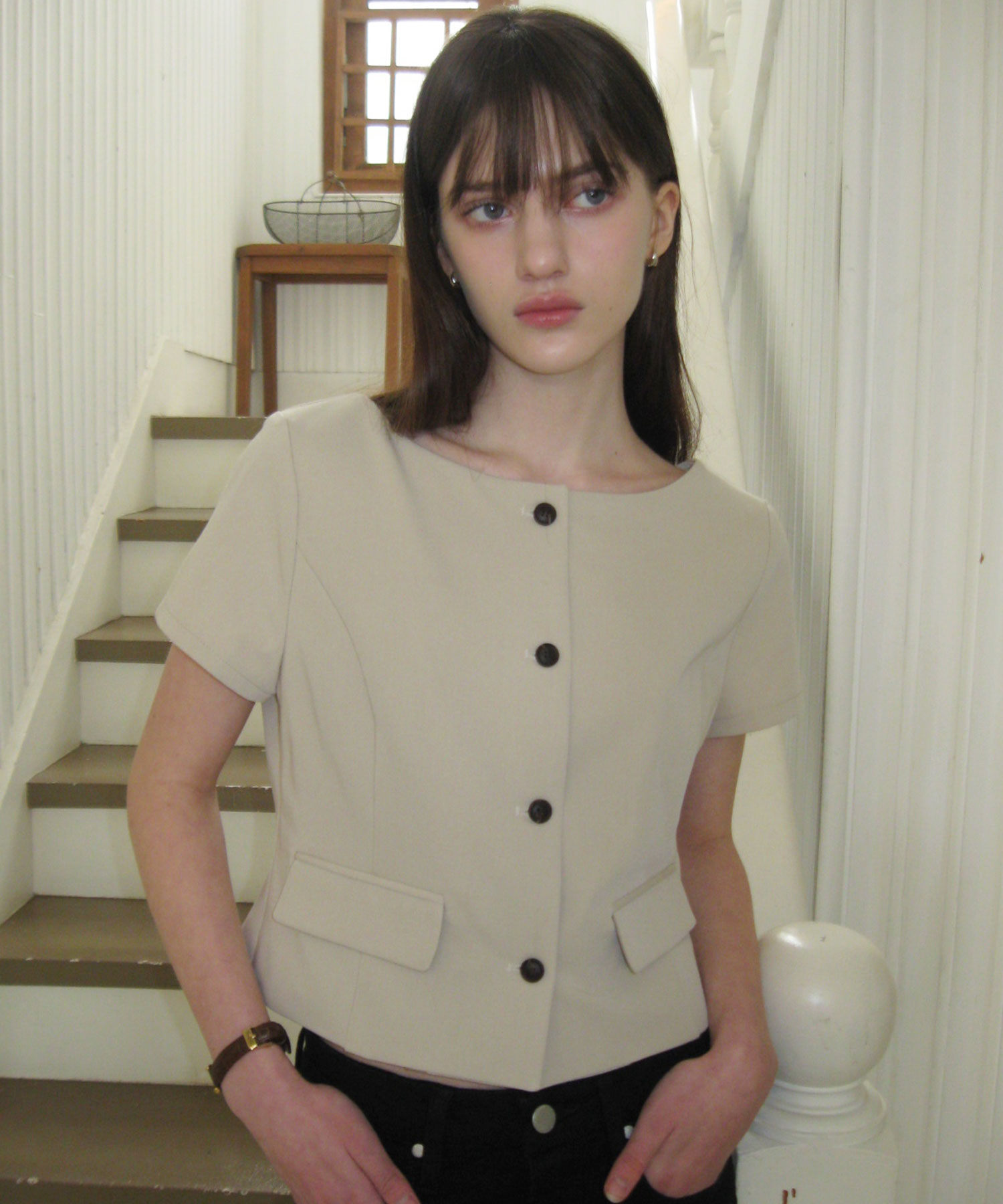 레터프롬문 Kellin Princess Line Blouse ( Beige ) - 위시버킷