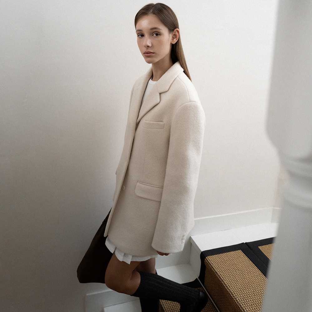 포레토 [3rd ivory 11/26 예약 발송] Phamee alpaca blazer half coat (3 color) - 위시버킷