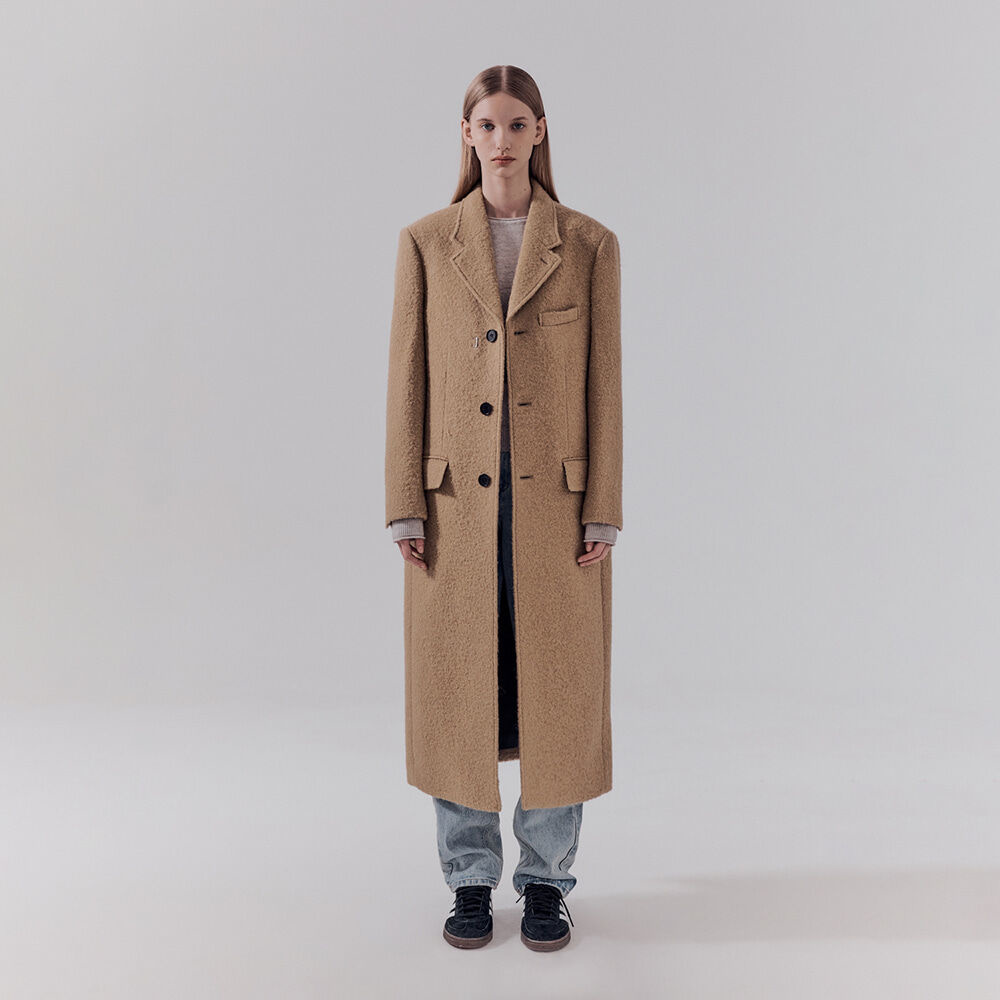 던스트 UNISEX 2-WAY 3 BUTTON BOUCLE WOOL COAT CAMEL_UDCO2D122CM - 위시버킷