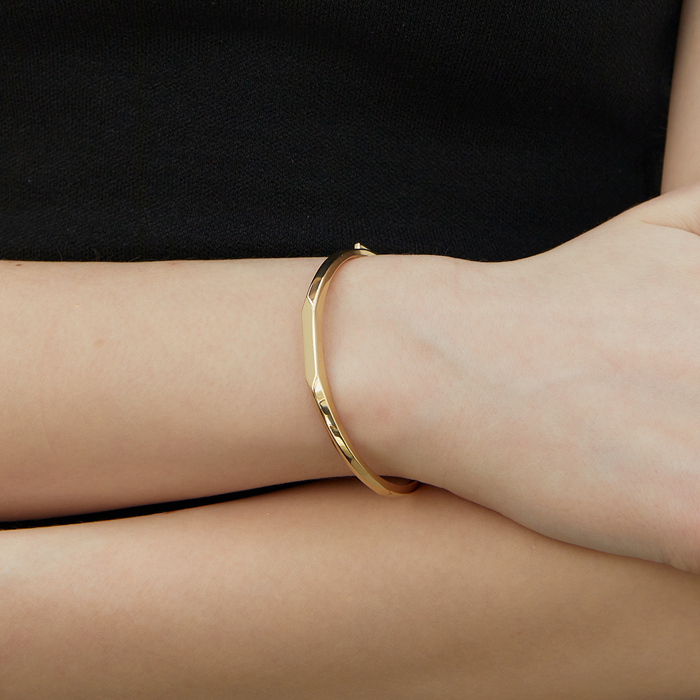 룬느 실버 925 솔리드 엣지 뱅글 팔찌 #LSB18 - 위시버킷