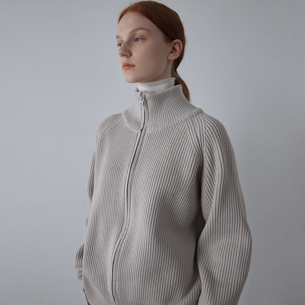 니틀리 [6차] [Woman] Ribbed Zip-Up Cardigan (Light Grey) - 위시버킷