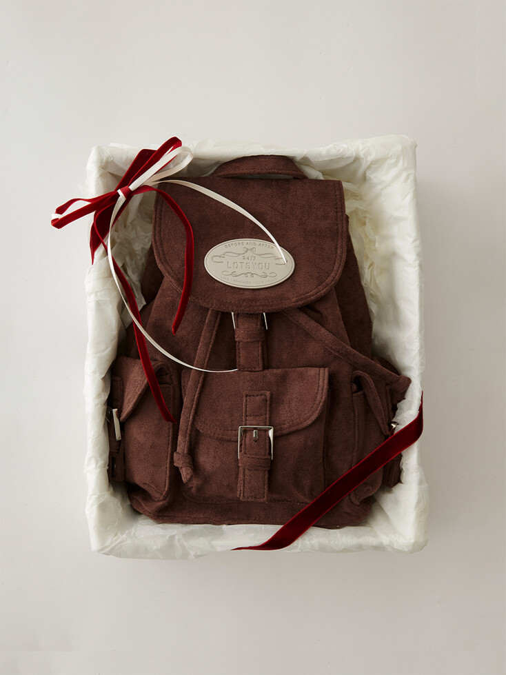라츠유 lotsyou_Nostalgia Chubby Backpack Brown - 위시버킷