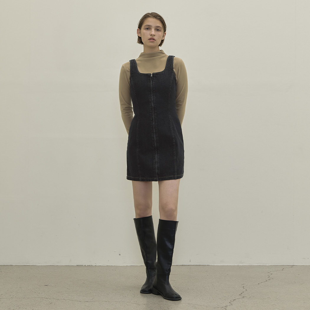 아틀리에 나인 (OP-6113)아티드 레이어드 데님 원피스 - 위시버킷