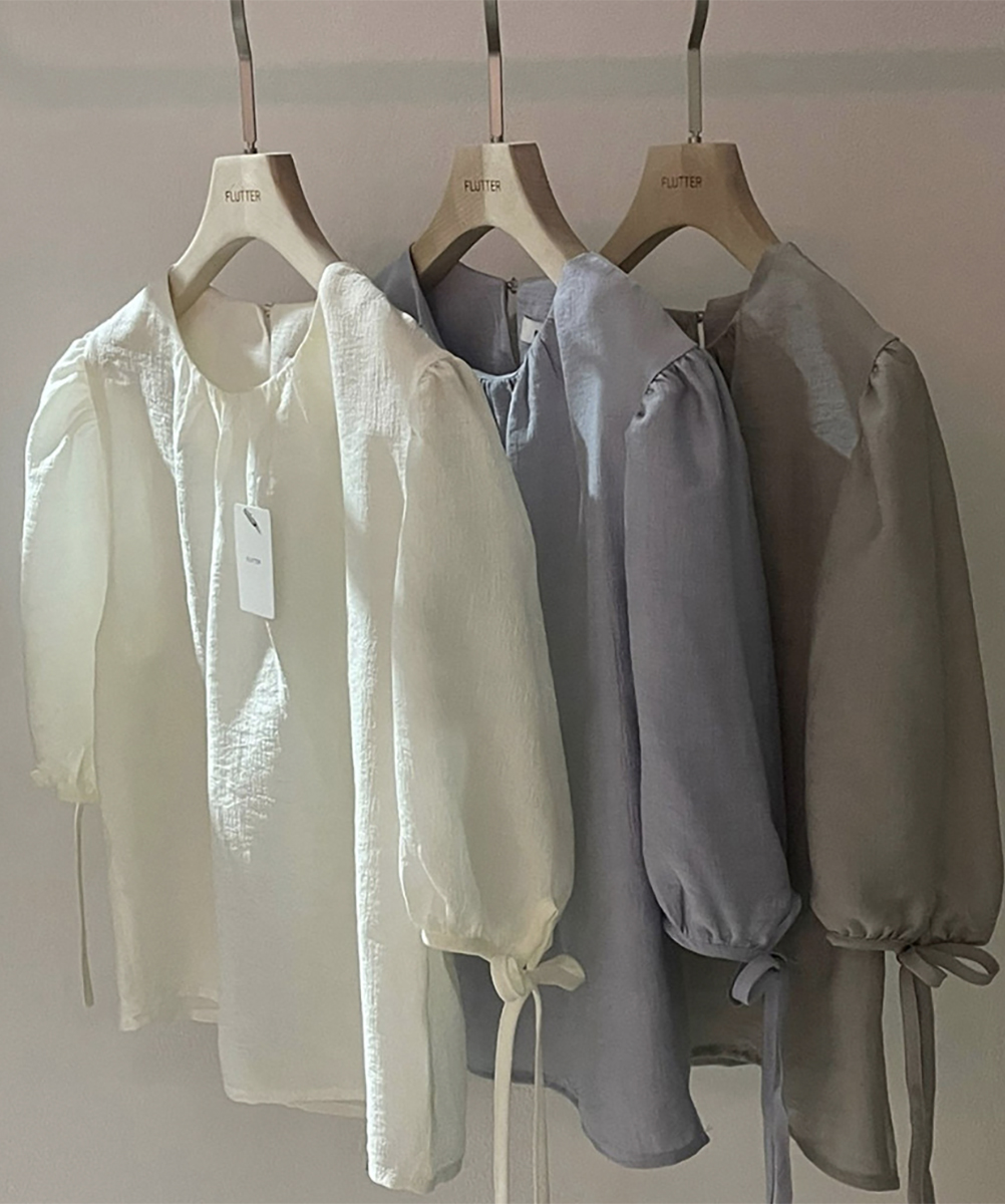 버나뎃 버나뎃 [당일 소라]플러터 링클 블라우스 (3col) flutter - 위시버킷