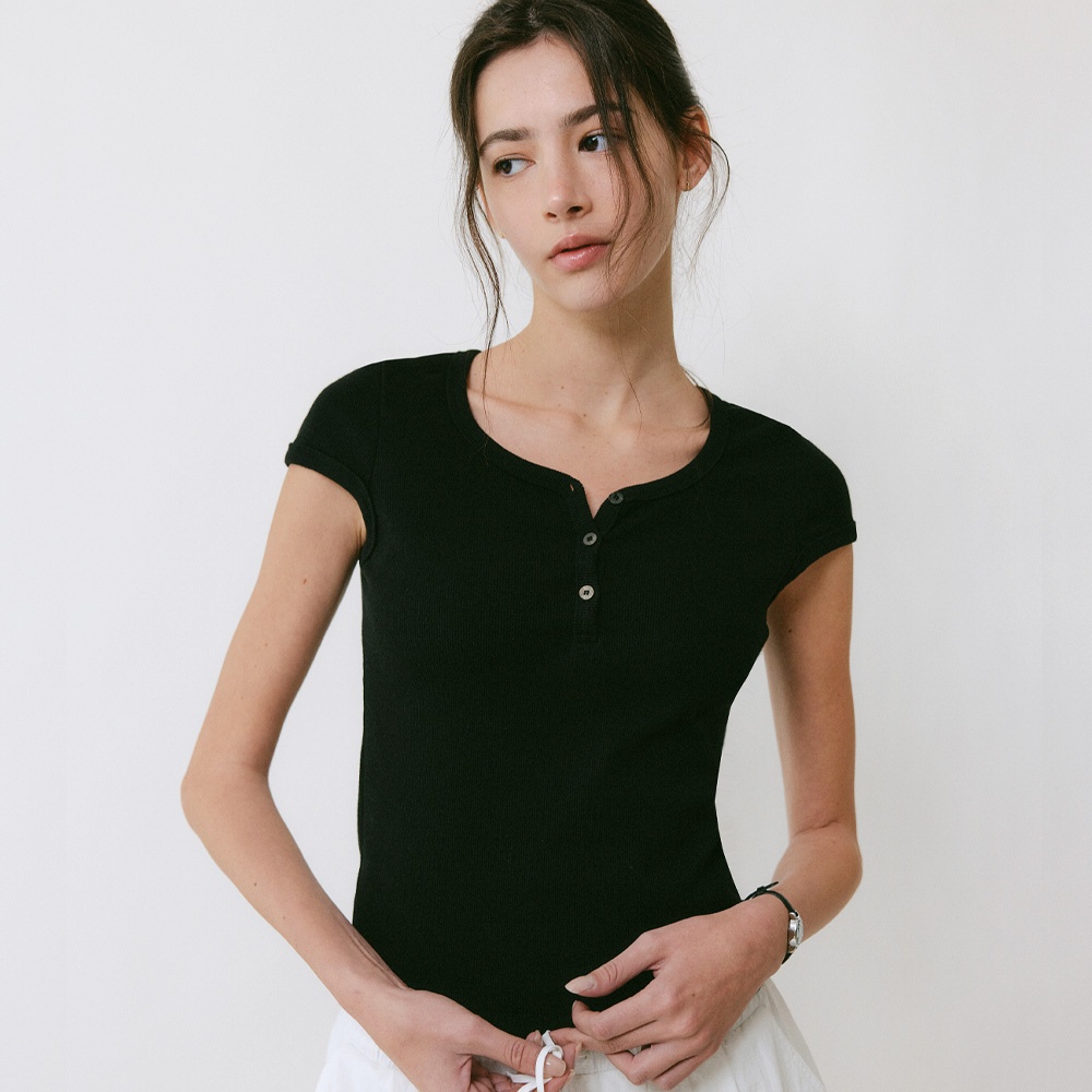 소플러 LEA BUTTON UP T-SHIRT_BLACK - 위시버킷