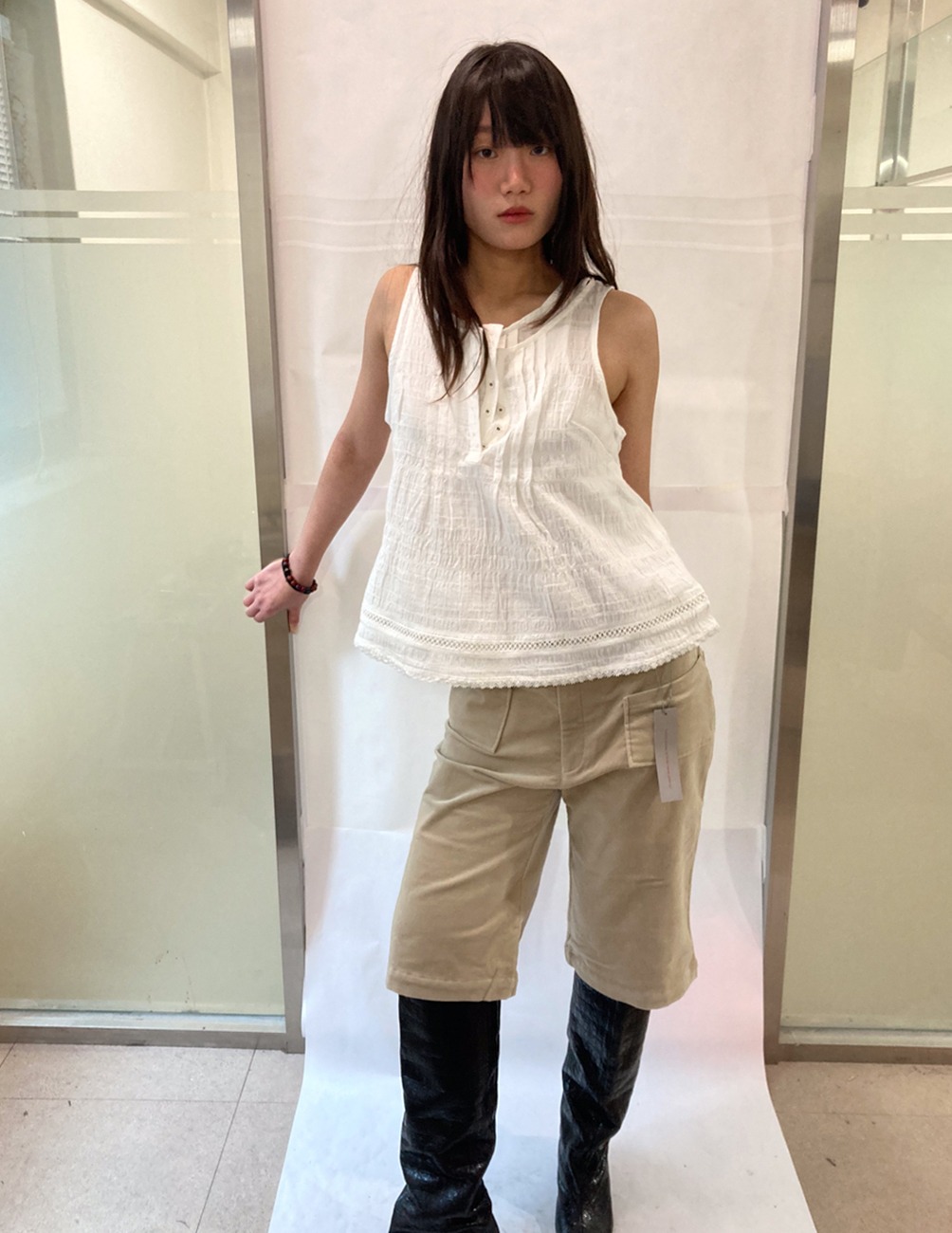싹Sakk Light jacquard cotton top - 위시버킷