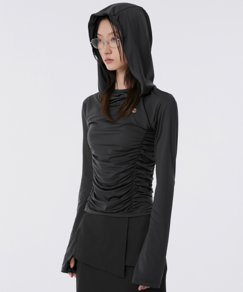 플레어업 Hooded High Neck Long Sleeve (FL-145_Black) - 위시버킷