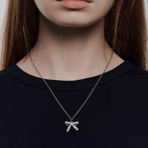 데누 Glitter Ribbon Drop Necklace - 위시버킷