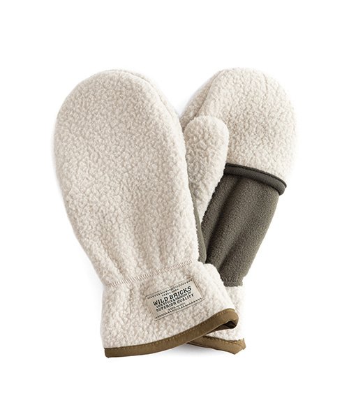 와일드 브릭스 WB FLEECE MITTENS (ivory/olive) - 위시버킷