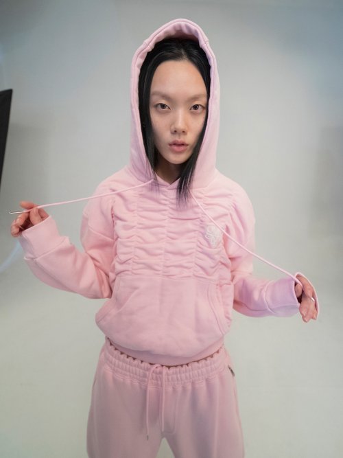 김미더영 G_SHRRING SWEAT HOODY_21FW(S) / PINK - 위시버킷