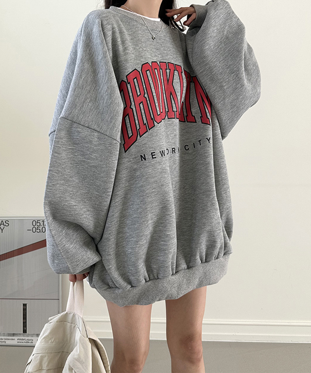 솔피 솔피 ~5XL [빅사이즈/남녀공용] 브루클린 프린팅 오버핏 롱 맨투맨 티셔츠 4COLOR - 위시버킷