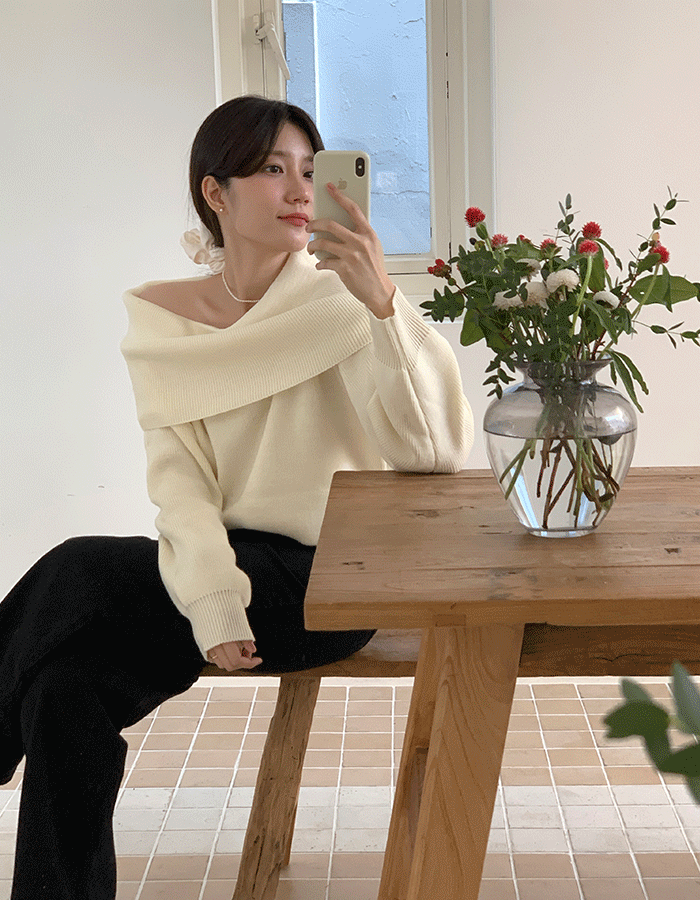 라무어 마렌 오프숄더 니트 (2col) - 위시버킷