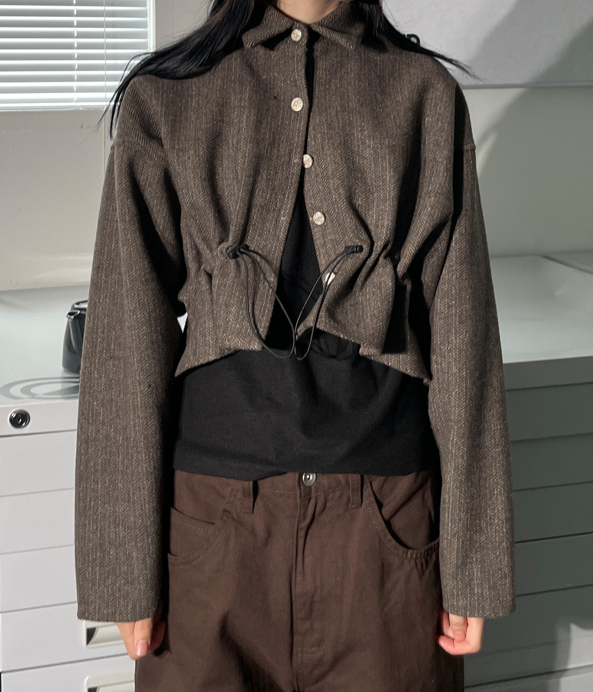 우화 STRING CROP TWEED JK - 위시버킷