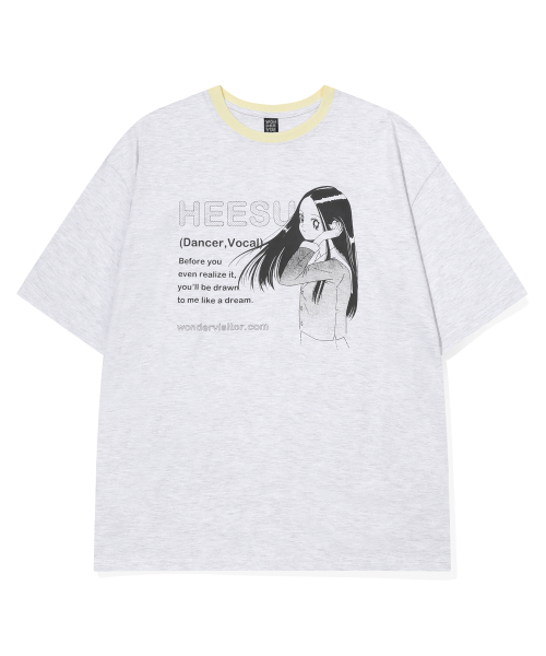 원더 비지터 HEESU pfp Overfit T-shirt [Light grey] - 위시버킷