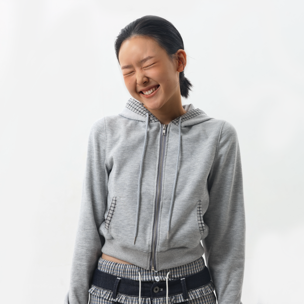 오운서 Check Ending Daily Hooded Zip-Up _Gray - 위시버킷