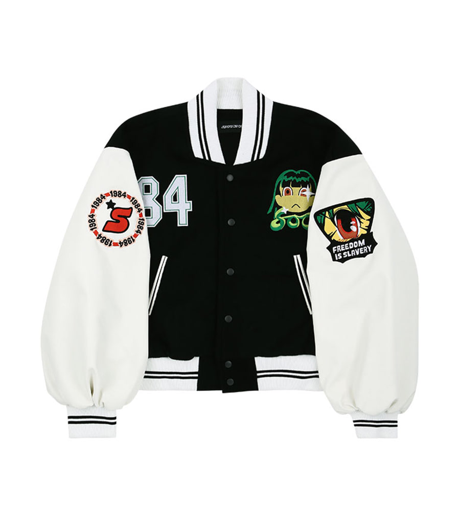 선데이오프클럽 1984 short quilted varsity jacket - Black - 위시버킷
