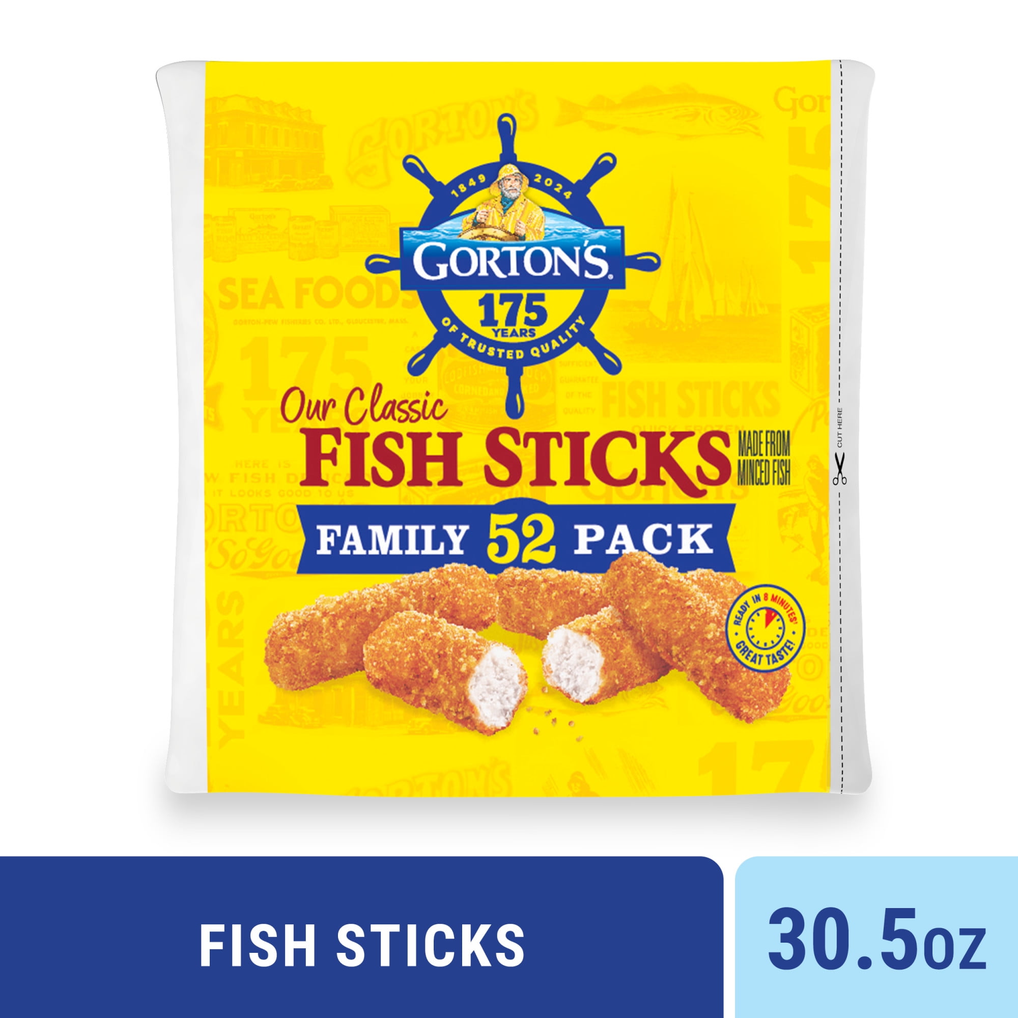 고튼스 Gorton’s Crunchy Breaded Fish Sticks Cut from Real Fish, Wild ...