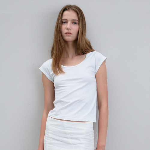 노우드 Lean U-neck tee (Ivory) - 위시버킷