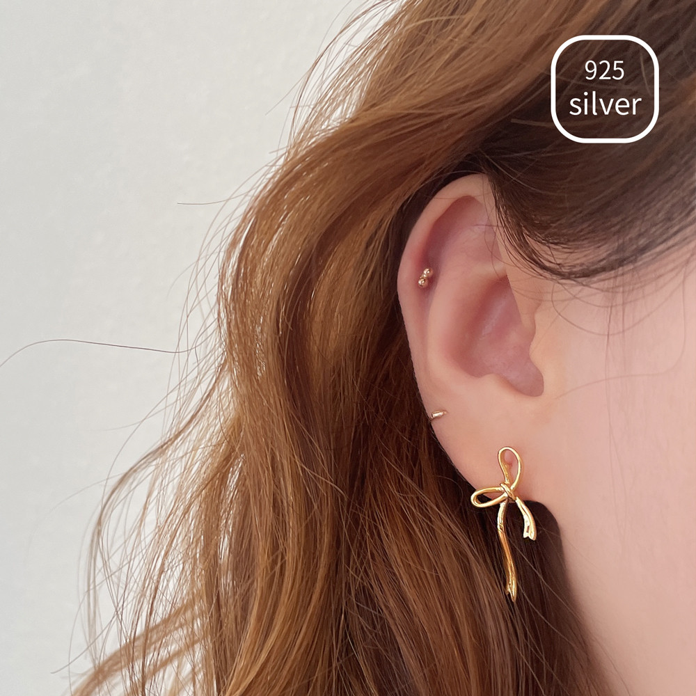 온미 [무배] 925실버 끌로 리본 드롭 귀걸이 / 2color - 위시버킷