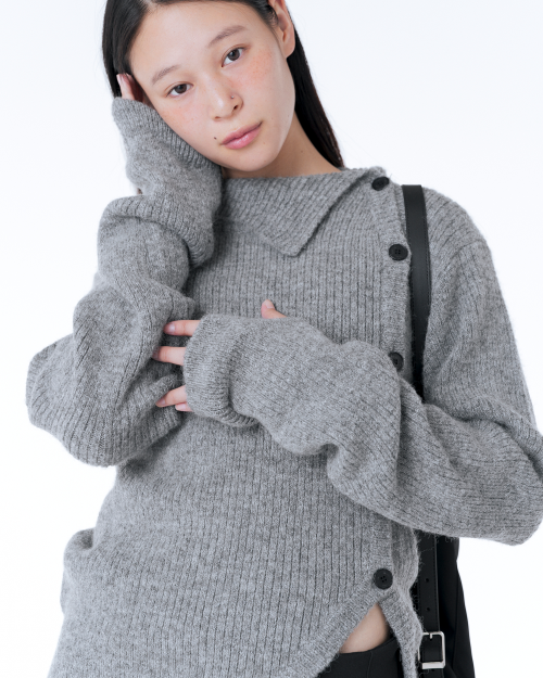 미세키서울 Side button knit GREY - 위시버킷