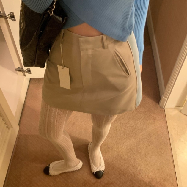 포스터 POSTER 스팅배색 미니스커트 (네이비S당일 2c) - 위시버킷