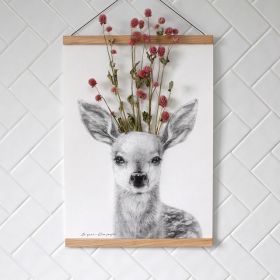 1300k (스튜디오블랭크) 꽃을 담는포스터 플라워포켓 동물 시리즈(M) + 행잉프레임 세트 - 위시버킷