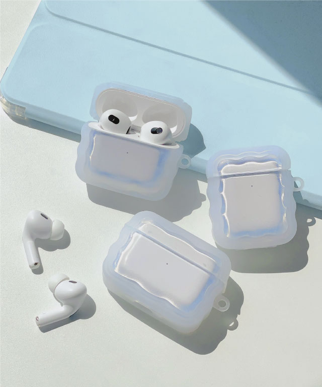 나인틴프라이데이 나인틴프라이데이 투명 에어팟 실리콘 케이스 물결 1세대 2세대 3세대 프로 프로2 키링 버즈 버즈2 라이브 친구 생일 선물 우정 커플 우정템 커플템 기본템