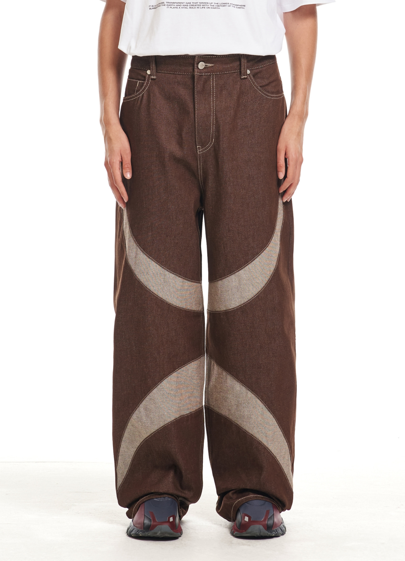 애드오프 HOOF CURL LINE REAL WIDE DENIM PANTS BROWN - 위시버킷