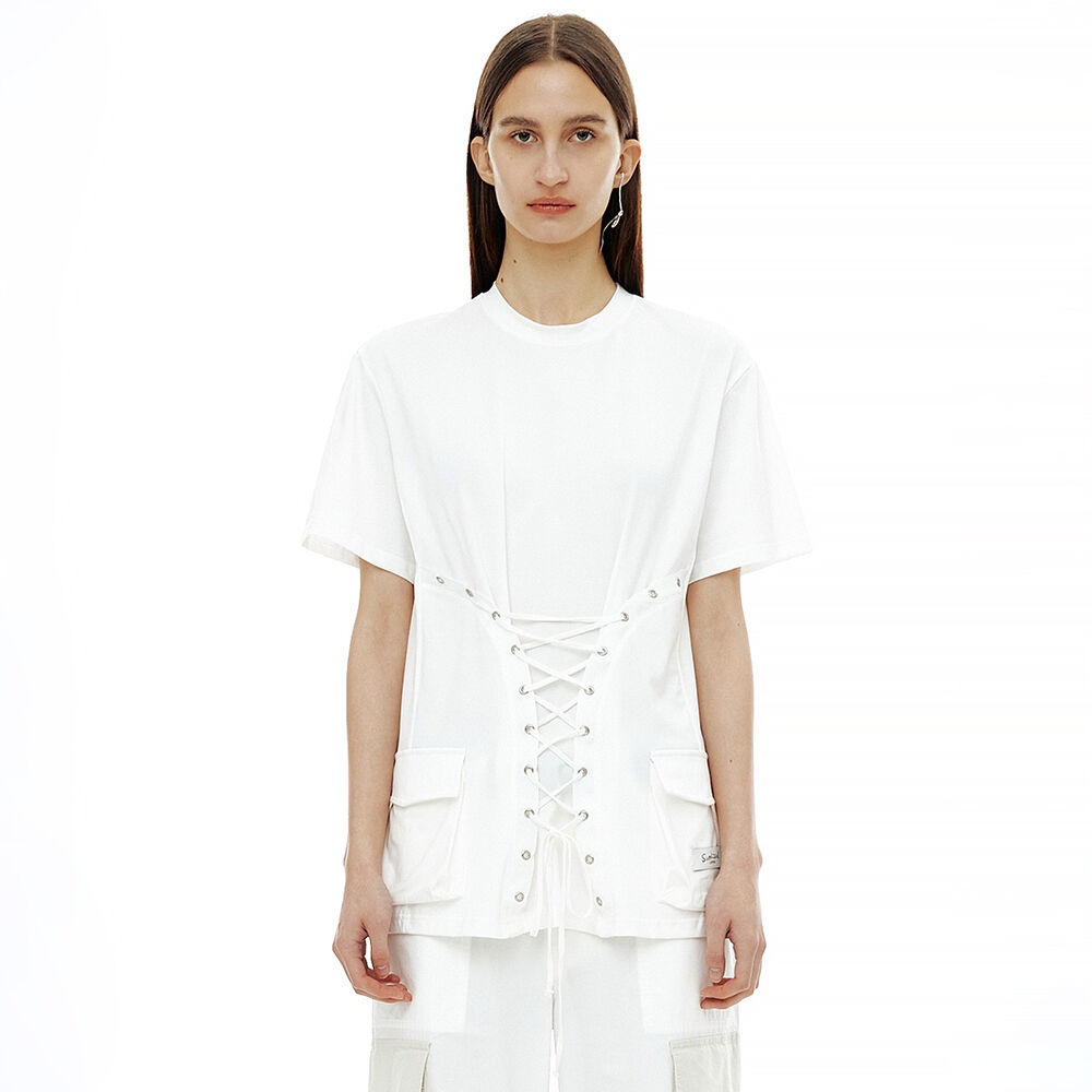 세릭 EYELET POCKET HALF TOP / WHITE - 위시버킷