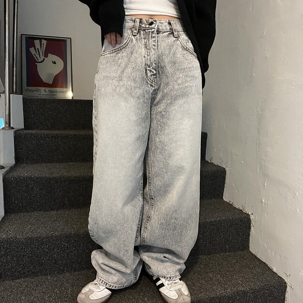 워즈웨잇앤씨 snow washing balloon denim 스노우 워싱 벌룬핏 데님 (S,M,L) - 위시버킷