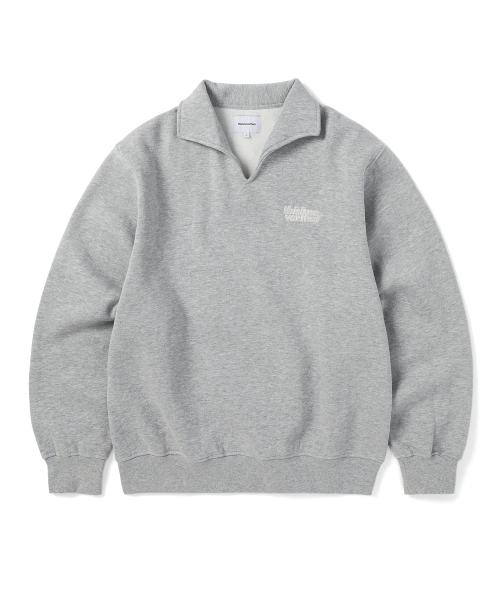 디스이즈네버댓 Open Collar Sweatshirt Heather Grey - 위시버킷
