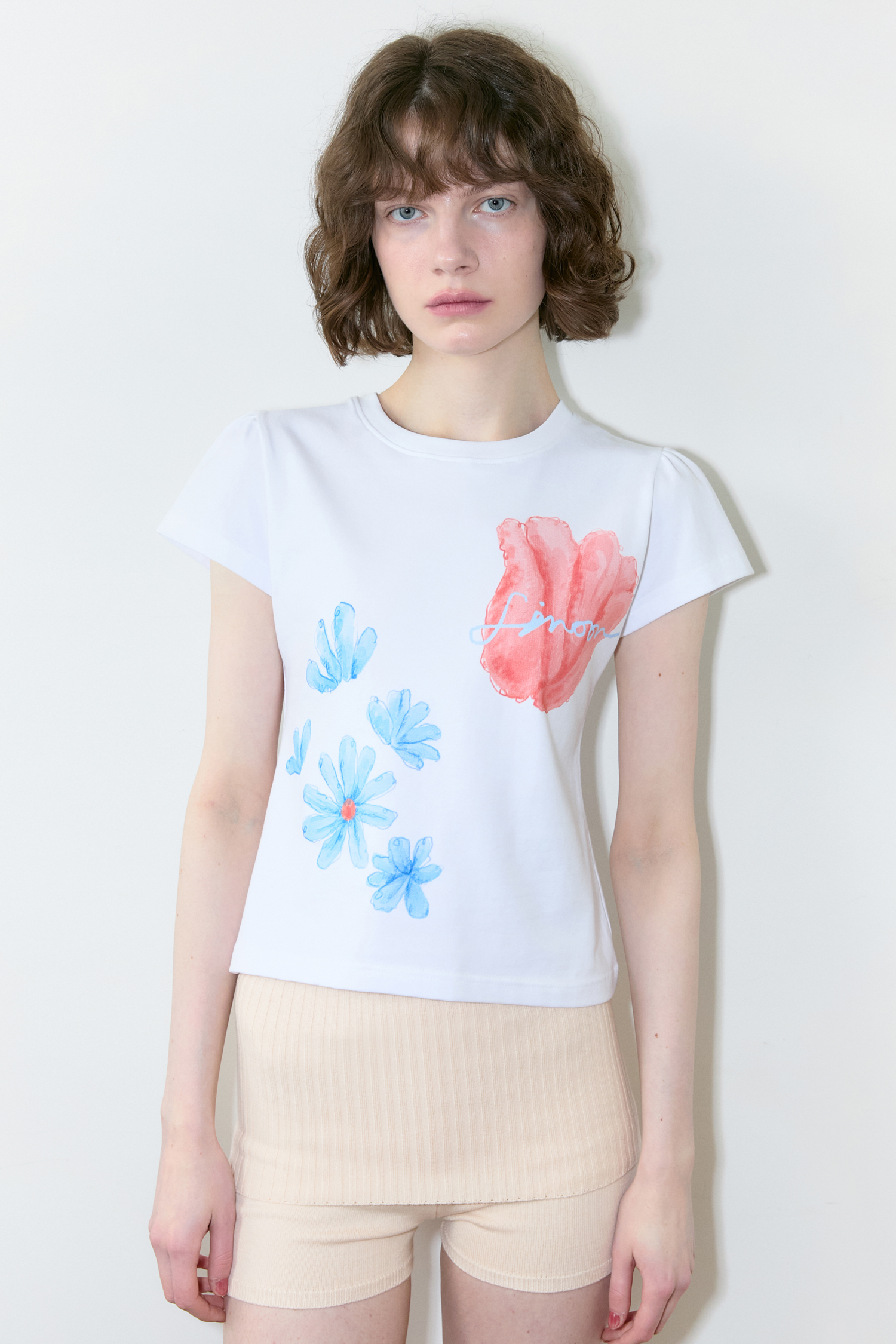시눈 Sinoon Tulip Puff T-Shirt (White) - 위시버킷