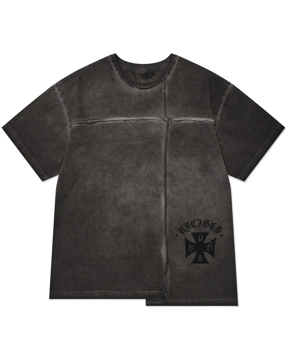 포스333 Cross Asymmetric T-Shirt - 위시버킷