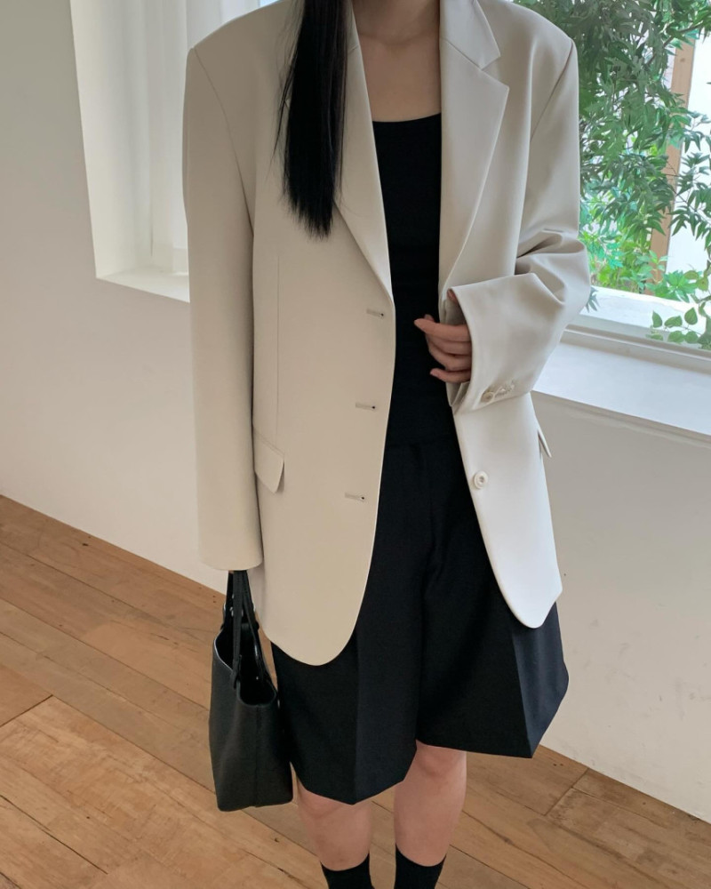 소셜리 오브젝트 클래식 자켓 긴팔 카라 싱글 베이직 jk (2col) - 위시버킷